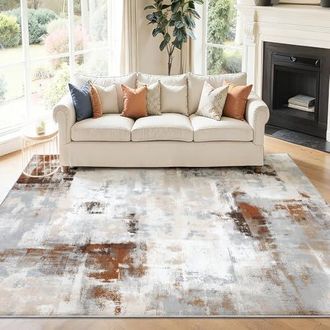 Generic Gris Tapis Salon Petit Tapis, 140 x 200 cm Paillasson Interieur Entree Antid&eacute;rapant, Style R&eacute;tro Nostalgique Industriel Blocs Decoration Maison Grand 