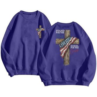 Generic DENGJIAMY - Chandails chr&eacute;tiens pour hommes, chandail classique &agrave; imprim&eacute; croix, col rond, haut de printemps, chemises &agrave; manches longues pour hommes, 