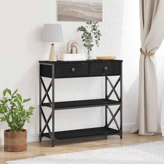 vidaXL Table Console avec tiroir Ch&ecirc;ne noir 75 x 28 x 75 cm Vidaxl