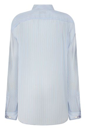Dries Van Noten Mens Shirt Cupro Striped Light Blue Cuprammonium Rayon