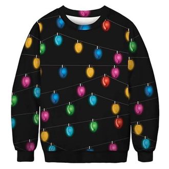 Generic Pull de Noël pour homme - Imprimé amusant - Manches longues - Coupe ajustée - Pull de Noël 2025 - Col rond - Tendance - Pull de vacances décontracté, 