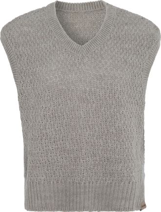Knit Factory Luna Gestrickte Spencer - Strickweste - Damen Slipover - Gestrickter &auml;rmelloser Pullover - Iced Clay - 40/42
