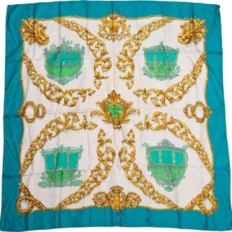 Hermès Tücher & Schals - Hermes Classic Carrosses Dor Silk Carre 90 Scarf T - Gr. unisize - in Blau - für Damen