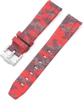 Generic QTYQWC Gebogenes Ende 20mm Nature Fluor Gummi -Uhrenband Ersetzen Sie Neue grüne Submariner Explorer 2 Rollenwächter