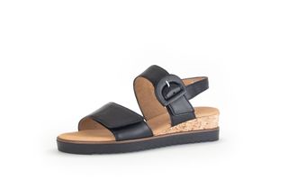 Gabor Damen Sandaletten, Frauen Sandalen,Moderate Mehrweite (G),Leichter Absatz,Sommerschuhe,Freizeitschuhe,schwarz(Kork/schw),38.5 EU / 5.5 UK