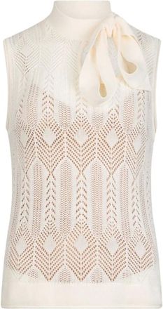 Liu Jo Femme, Blouses et Chemises, Blanc, Taille: 42 FR Knit Top with Bow