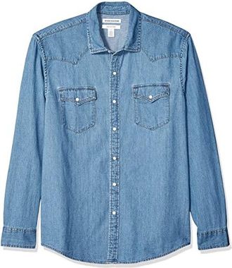 Amazon Essentials Chemise en Jean à Manches Longues Coupe Régulière Homme, Bleu Clair, M