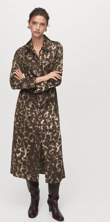Mango Robe chemisier imprimée avec ceinture kaki - Femme - XXS - MANGO