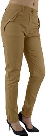 JOPHY & CO. Pantalon femme en coton élastique avec poches (cod. 3020), Camel, S