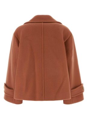 Chlo&eacute; Womens Dark Pink Wool Blend Coat Cedarpink Virgin Nylon Jacket