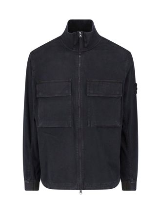Stone Island Zip Jacket In Cotton