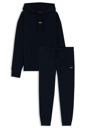 BOSS Herren TracksuitWesmallhood Trainingsanzug-Set aus Baumwoll-Terry mit Kontrast-Logos Dunkelblau XXXL