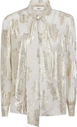 Chlo&eacute; Gathered Lavalli&egrave;re Blouse - - Blouses & Shirts - Damen - Wei&szlig; - S
