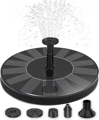 Matches 21 Solarbrunnen Wasser-Fontäne für draußen - 16 cm Schwimmende Solar Wasserpumpe mit 5 wechselbaren Aufsätzen - Springbrunnen Wasserspiel als Balkon Mini
