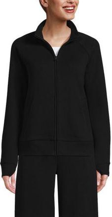 Lands End Serious Sweats Rei&szlig;verschluss-Jacke, Damen, Gr&ouml;&szlig;e:48-50 regular, Schwarz, Baumwoll-Mischung/Polyester-Mischung, by Lands End