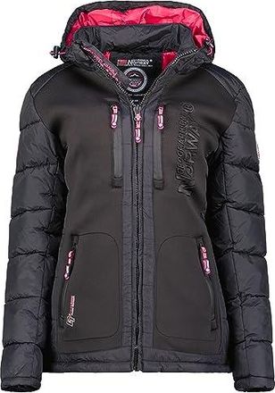 Geographical Norway Beachwood Lady - Doudoune Chaude Matelassee Femme Automne Hiver - Veste Manteau Chaud - Blouson Coupe Vent Manches Longues Rembourrage - Femme (Noir X