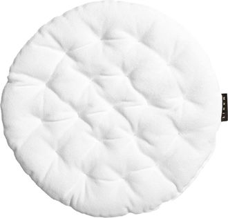 Linum Pepper Elegantes Rundes Sitzkissen für Indoor und Outdoor Ø 37cm, 100% Baumwolle, Waschbar, Weiß