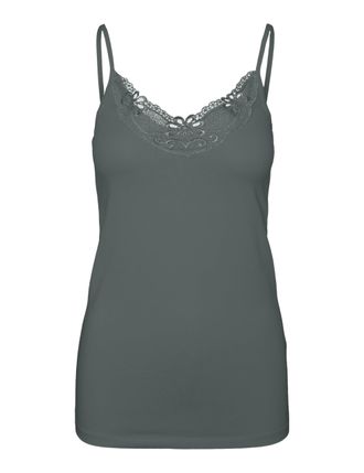 Vero Moda Damen Vminge Lace Singlet Noos Tanktop, Balsam Green, XS