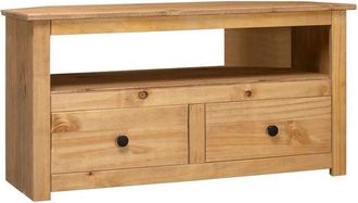 Les Tendances Meuble TV 2 tiroirs pin massif fonc&eacute; Urda 93cm