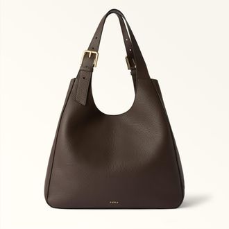 Furla Dora Tote-bag M Cioccolato Braun Beidseitig Genarbtes Nisos Leder Damen