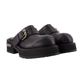 Balenciaga Womens Venom Mules - Balenciaga Leather Black Calfskin Shoes