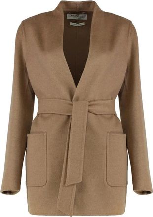 Max Mara Femme, Manteaux, Beige, Taille: 34 FR Manteau ceintur&eacute; &agrave; col ch&acirc;le en m&eacute;lange de laine