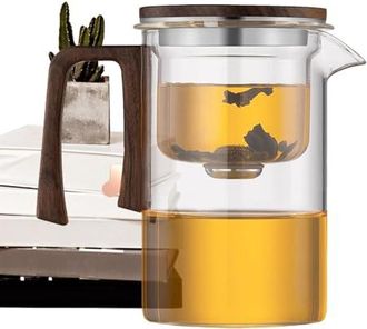 Generic Th&eacute;i&egrave;re en verre de s&eacute;paration deau avec infuseur, th&eacute;i&egrave;re en verre avec poign&eacute;e en bois, th&eacute;i&egrave;re en verre de s&eacute;paration de leau avec poign&eacute;e en bois 