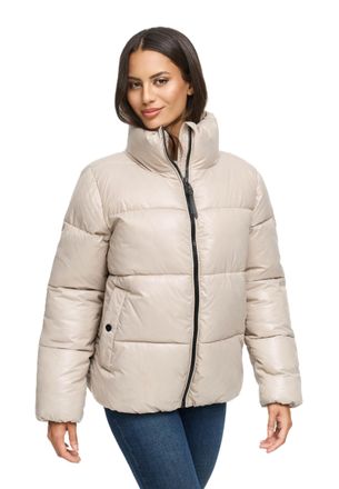 Marikoo Damen Winterjacke (S-3XL) - gesteppt, hochschlie&szlig;ender Kragen, leicht - N071 - LightTaupe Gr&ouml;&szlig;e 3XL - Gr.3XL
