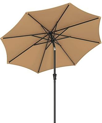 Songmics Ombrellone da Giardino 270 cm, UPF 50+, Parasole, Inclinazione Bidirezionale a 30°, Manovella per Apertura/Chiusura, Esterno Terrazzo Balcone Piscina,