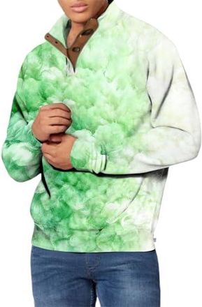 Generic Pull à col rond pour homme - Imprimé - Col montant - Sweat surdimensionné - Coupe ample - Manches longues - Sweatshirt léger - Chemisier ample - Pull 