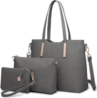 Miss Lulu 3 en 1 Sac Main Femme,Sac Bandouli&egrave;re avec Pochette,Cabas en Cuir Synth&eacute;tique pour Travail Sortie Voyage