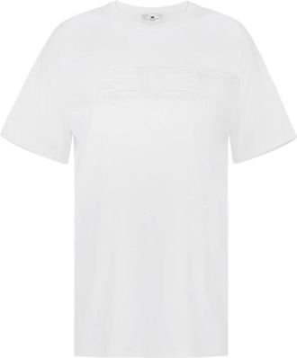 Elisabetta Franchi Femme, Tops, Blanc, Taille: 42 FR Jersey Sweater