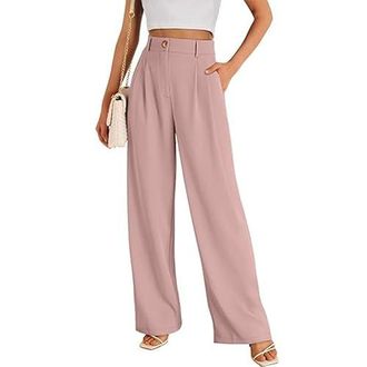Generic Missmatter Pantalon pour femme, Soraease - Pantalon extensible et soyeux pour femme - Taille haute - Drap&eacute; au quotidien, rose, XS