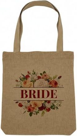 Fabulous Sac Shopping Tote Bag Aspect Lin - Bride Wedding Bride Flower Bouquet - Sac de Courses Toile Epaisse 360g Beige Naturel Cabas Port&eacute; Epaule Solide Impr