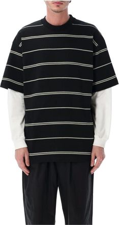 Comme Des Gar&ccedil;ons Homme, Tops, Noir, Taille: S Stripes Double Sleeve Tee