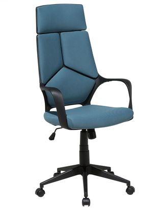 Beliani B&uuml;rostuhl blau h&ouml;henverstellbar mit Armlehnen bremsbaren Rollen modern Delight