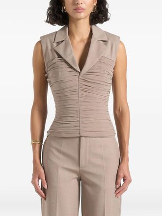 Mani&egrave;re De Voir Thea - Weste mit Mesh-R&uuml;schen - mushroom - Nude