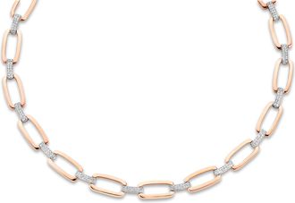 Orphelia Damen-Collier Fantasie 925 Silber teilvergoldet Zirkonia transparent Rundschliff 43 cm - ZK-7209