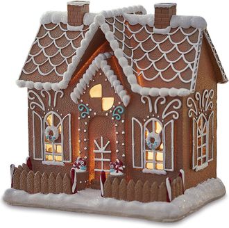 Loberon Dekohaus Listras, im Lebkuchenhaus-Look, mit LEDs beleuchtet, weihnachtliche Nostalgie, Weihnachtsbeleuchtung, Weihnachtsdekoration, Weihnachten, Poly