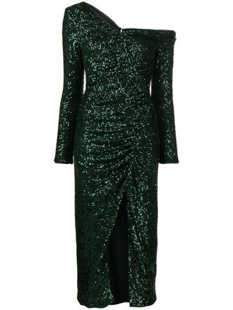 Self Portrait robe mi-longue &agrave; ornements en sequins - Vert