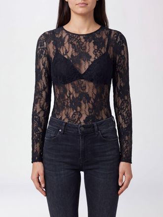 Zimmermann Top slim en dentelle &agrave; manches longues et col rond