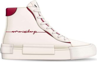 A|X Armani Exchange Damen Contrast Logo line, high top Sneaker, White/Red, 36 EU