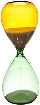 TFA Dostmann Sanduhr orange-grün, 18.6009.02.41, 15 Minuten Laufzeit, Hourglass, Zeitmesser, Dekoobjekt, aus Glas, Sand, (L) (B) 73 x (H) 190 mm