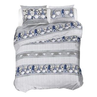 Pensieri delicati Bettw&auml;sche-Set f&uuml;r Doppelbett, 100% Baumwollflanell, 250 x 200 cm, Tasche und Kissenbezug 52 x 82 cm, hergestellt in Italien, maschinenwaschbar bei 40