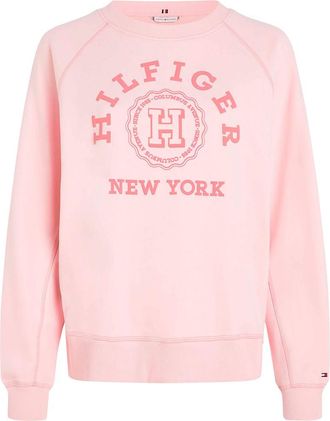 Tommy Hilfiger Damen Sweatshirt Varsity Raglan ohne Kapuze, Rosa (Whimsy Pink), XXL