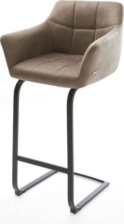 DELIFE Barstuhl Yulo-Flex Vintage Taupe Freischwinger flach Metall, Barstühle