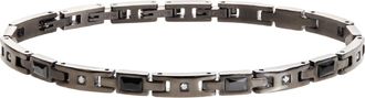 Breil Herren Armband CERAMIC BRICK aus Stahl in der Farbe IP-Gun, mit Faltverschluss und Zirkoniasteinen, Länge: 22 cm, TJ3273
