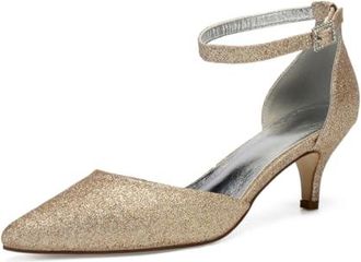 Generic Chaussures De Mariage Chaussures &Agrave; Talons Pointues Femme Mari&eacute;e Stylet Talons Bas &Eacute;t&eacute; Dress F&ecirc;te Bridal Talon 6Cm,Champagne,38 EU