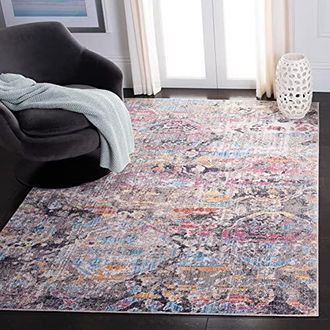 Safavieh Traditionell Teppich für Wohnzimmer, Esszimmer, Schlafzimmer - Bristol Collection, Kurzer Flor, Grau und Blau, 122 X 183 cm