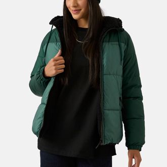 Reebok Steppjacke f&uuml;r Damen, wendbar, Teddy (Dunkelgr&uuml;n)